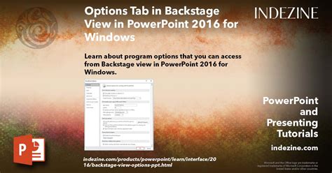Options Tab In Backstage View In Powerpoint 2016 For Windows