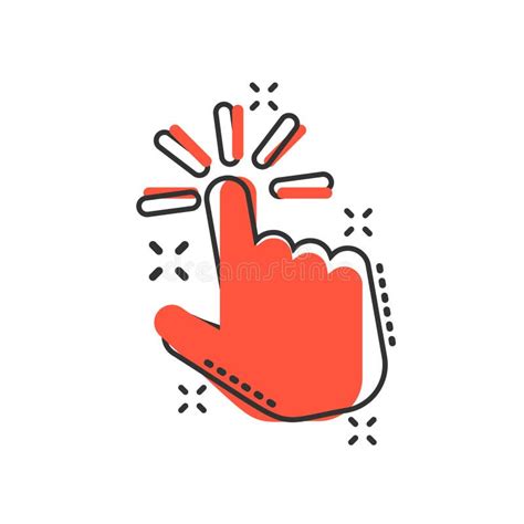 Click Mouse Icon In Comic Style Pointer Vector Cartoon Illustration On