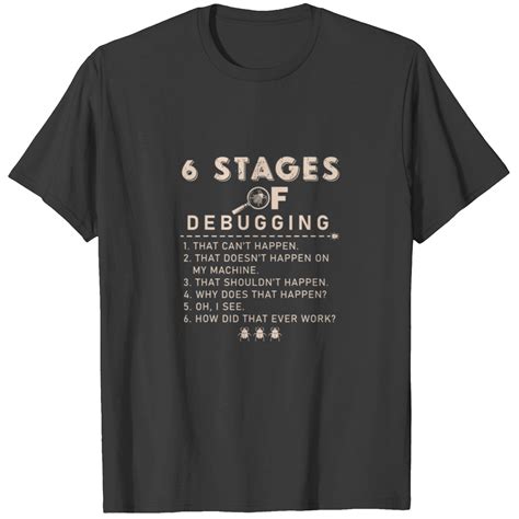 6 Stages Of Debugging Bug Coding Computer Programm T Shirt