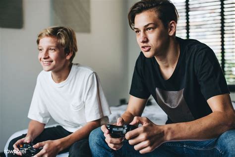 Brother Playing Video Games Premium Image By Rawpixel Com Roungroat Playing Video Games