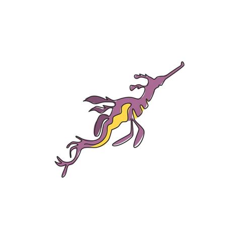 One Single Line Drawing Of Beautiful Leafy Seadragon For Company Logo Identity Sea Monster
