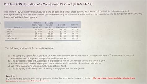 Solved Problem 7 25 Utilization Of A Constrained Resource