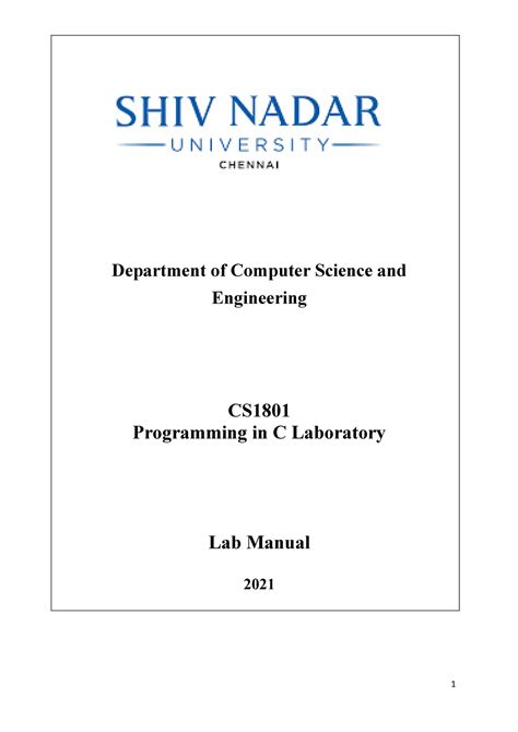 C Programming Lab Manual Department Of Computer Science And