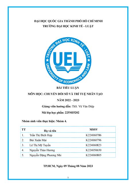Nhom CĐS TTNT MI Doancuoiki ĐẠI HỌC QUỐC GIA THÀNH PHỐ HỒ CHÍ MINH TRƯỜNG ĐẠI HỌC KINH