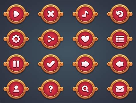 Premium Vector Set Of Red Buttons For Mobile Games Game Red Interface
