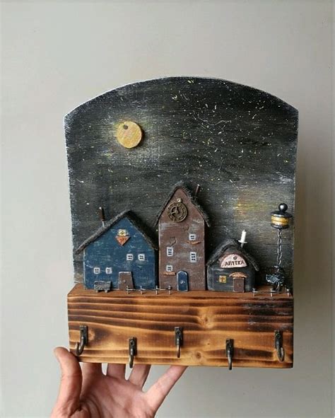 Ключница настенная Ночь улица фонарь аптека