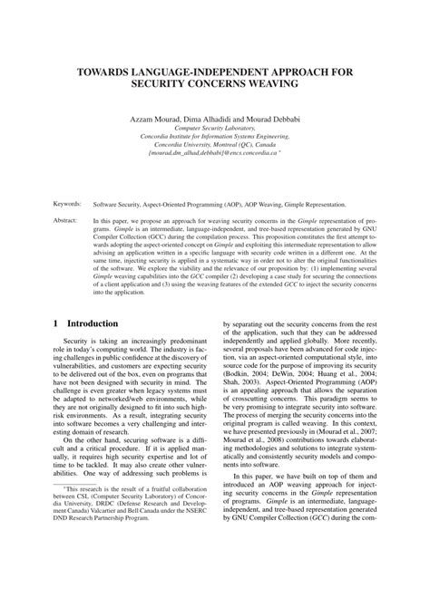 Pdf Towards Language Independent Approach For Security Concerns Weaving