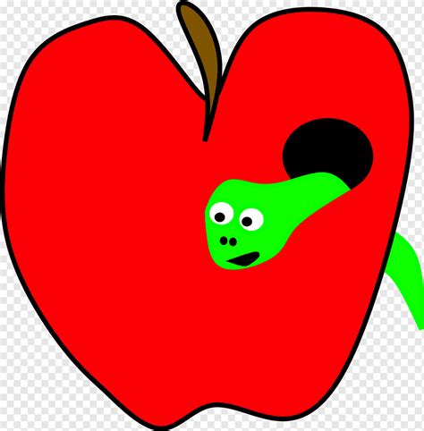 애플 레드 벌레 과일 유기 구멍 만화 귀여운 Png Pngwing