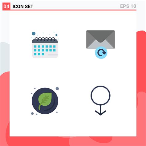 4 thematic vector flat icons and editable symbols of appointment gender mail education man