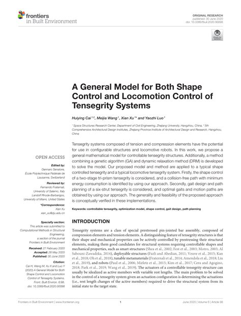 Pdf A General Model For Both Shape Control And Locomotion Control Of Tensegrity Systems