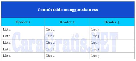 Cara Mudah Membuat Table Dengan Css Caragratisnet