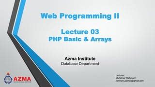PHP Basic Arrays PPT