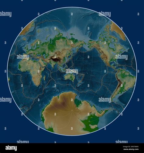 Woodlark Tectonic Plate On The Physical Elevation Map In The Lagrange Oblique Projection