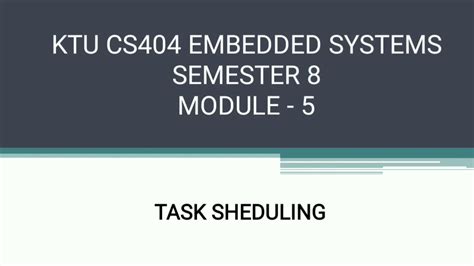 Ktu Cs404 Embedded Systemsmodule 5task Scheduling In Rtos Youtube