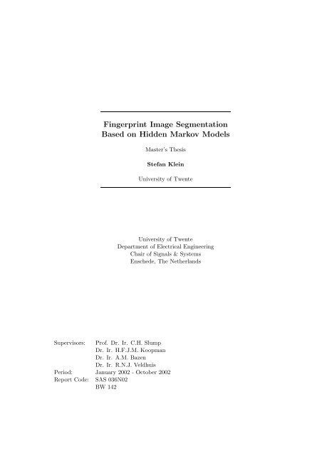 fingerprint image segmentation based on hidden markov models