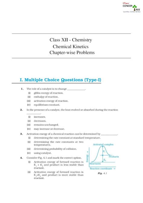 PDF Class XII Chemistry Chemical Kinetics Chapter Wise Problems Activation Energy Of A