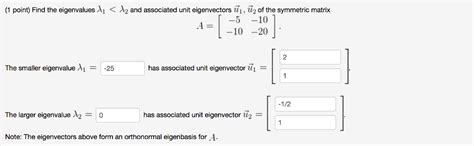 Solved 1 Point Find The Eigenvalues