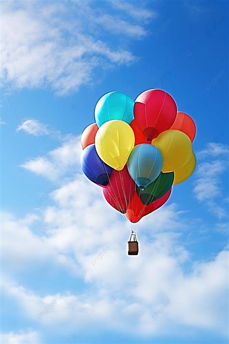 푸른 하늘과 함께 공중에 떠 있는 다채로운 풍선 배경 배경 화면 및 일러스트 무료 다운로드 Pngtree