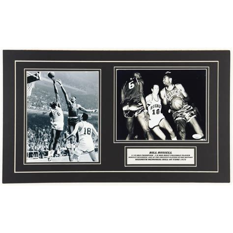 Bill Russell Signed Celtics Custom Matted Photo Display Jsa