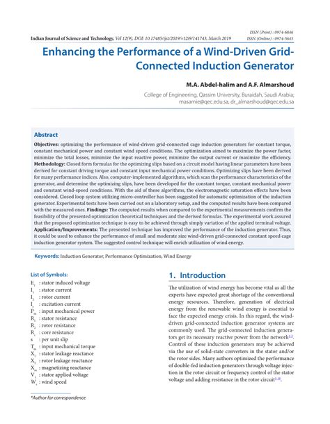 Pdf Enhancing The Performance Of A Wind Driven Grid Connected Induction Generator