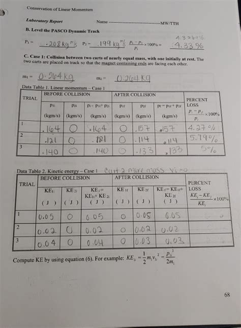 Conservation Of Linear Momentum Laboratory Report