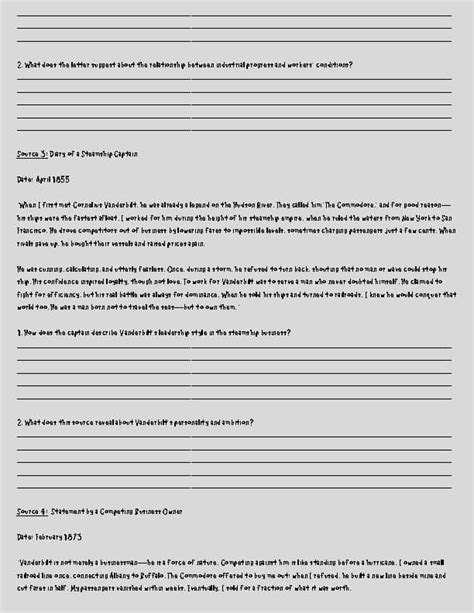 Cornelius Vanderbilt Primary Source Analysis And Research Topics Worksheet