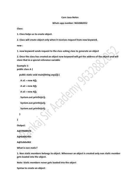 12 30 pm core java notes pdf programming constructor object