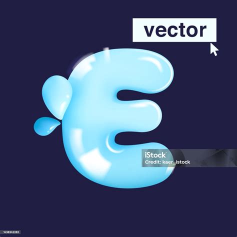 현실적인 3d 및 만화 풍선 스타일의 E 편지 순수한 물 로고 3차원 형태에 대한 스톡 벡터 아트 및 기타 이미지 3차원