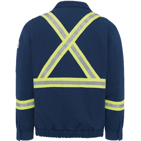 Bulwark Mens Lined Bomber Jacket With Reflective Trim Small Navy