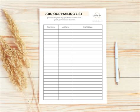 Editable Mailing List Template Esthetician Email Address List Etsy