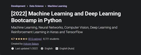 2022 machine learning and deep learning bootcamp in python