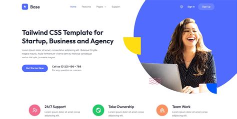 Base Free Startup And Agency Tailwind Template