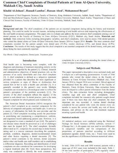 Chief Complaint Examples Pdf Examples