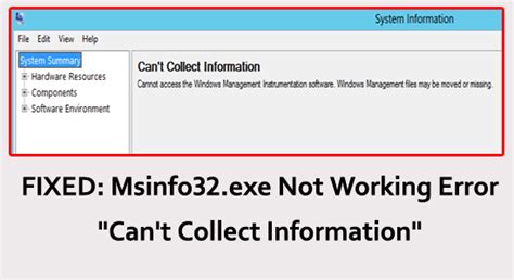 Msinfo32 Cant Collect Information Archives Pc Error Fix