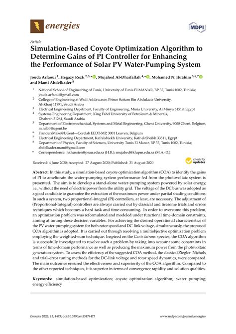 Pdf Simulation Based Coyote Optimization Algorithm To Determine Gains