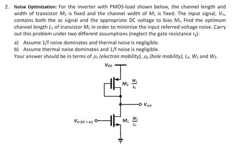 Solved Noise Optimization For The Inverter With Pmos Load