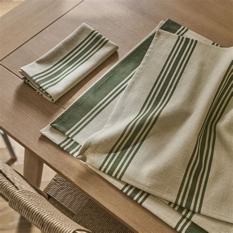 Cora Striped Cotton Linen Napkins Set Of 4 Neptune