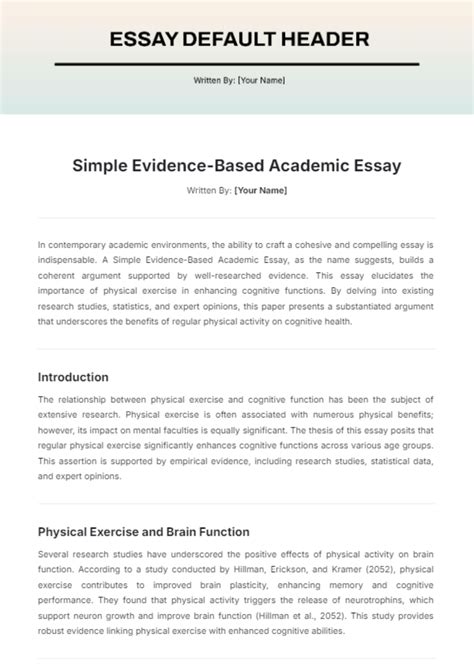 Free Simple Evidence Based Academic Essay Template To Edit Online
