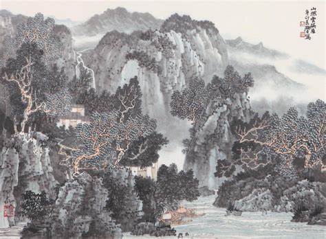 当代画家张树立的山水绘画艺术作品三 中国风