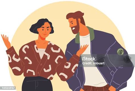 남편과 아내는 문제를 서로 비난하며 소리 쳤다 남자와 여자가 다투는 관계 2명에 대한 스톡 벡터 아트 및 기타 이미지 2명