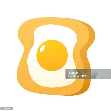 계란 튀김으로 토스트하세요 벡터 플랫 만화 그림 아이콘 흰색 배경에 격리 토스트 빵 계란 튀김 아침 아침 식사 만화 개념 가공의