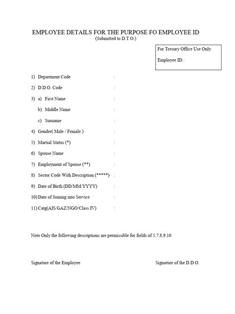 Employee Id Form Pdf