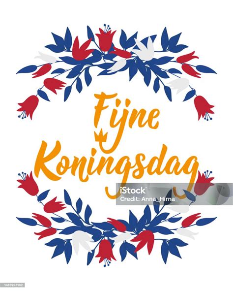해피 킹스 데이 카드 네덜란드어 텍스트 Happy Kings Day 글자 벡터 전단지 배너 및 포스터를 위한 요소 Fijne