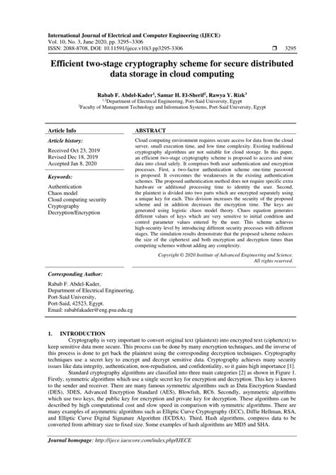 Pdf Efficient Two Stage Cryptography Scheme For Secure Distributed
