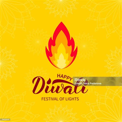 해피 디왈리 서예 손 글자 화재 빛 타이포그래피 포스터의 전통적인 인도 축제 배너 전단지 스티커 엽서 인사말 카드에 대한 벡터 템플릿을 편집하기 쉽습니다 디왈리에 대한 스톡