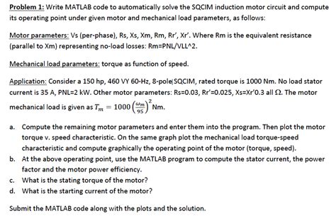 solved write matlab code to automatically solve the sqcim