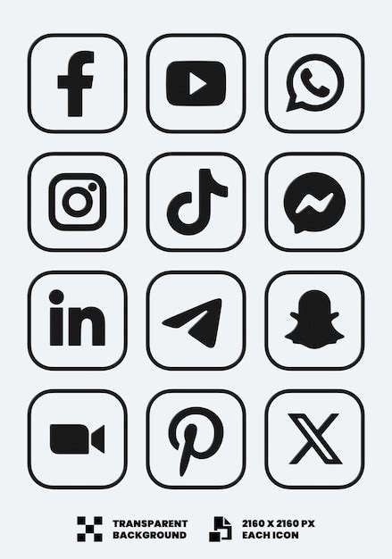 Icone Dei Social Media 3d Psd Premium