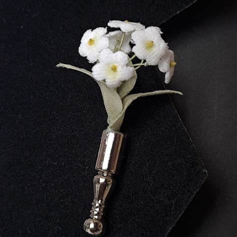Poirot Lapel Pin Tussie Mussie Pin White Boutonniere Tiny Pin Etsy