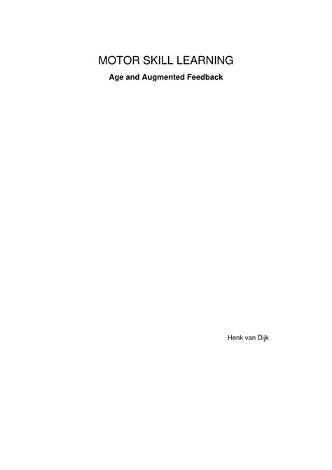 Pdf Motor Skill Learning Age And Augmented Feedback