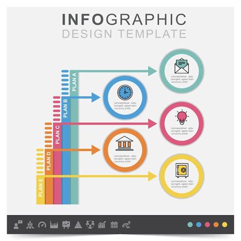 Infographic 사업 계획 및 아이콘 설정 프리미엄 벡터